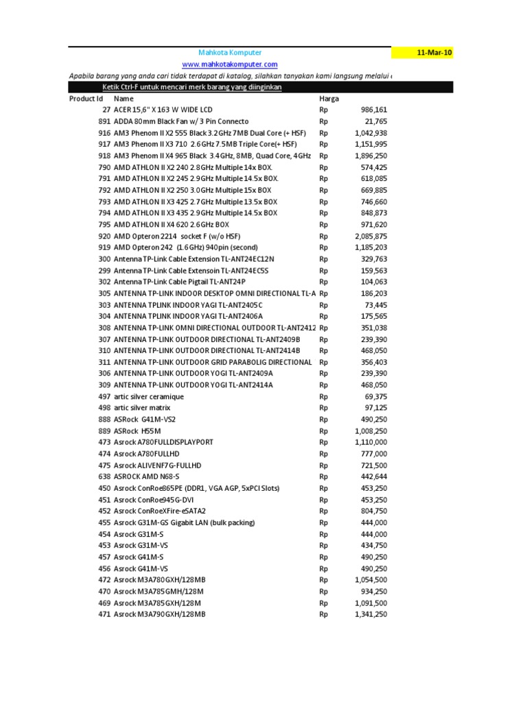 Daftar Harga Komputer | PDF