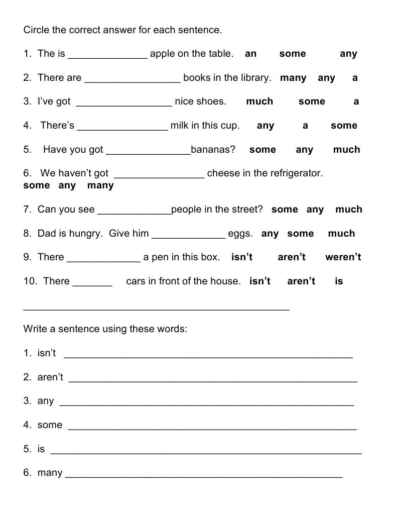 Grammar Exercises on Some/Any Usage | PDF | Language Arts & Discipline