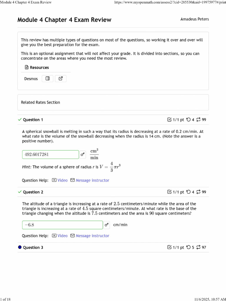 Linear Algebra Applications - Exam 1 Preparation Questions | PDF | Area ...