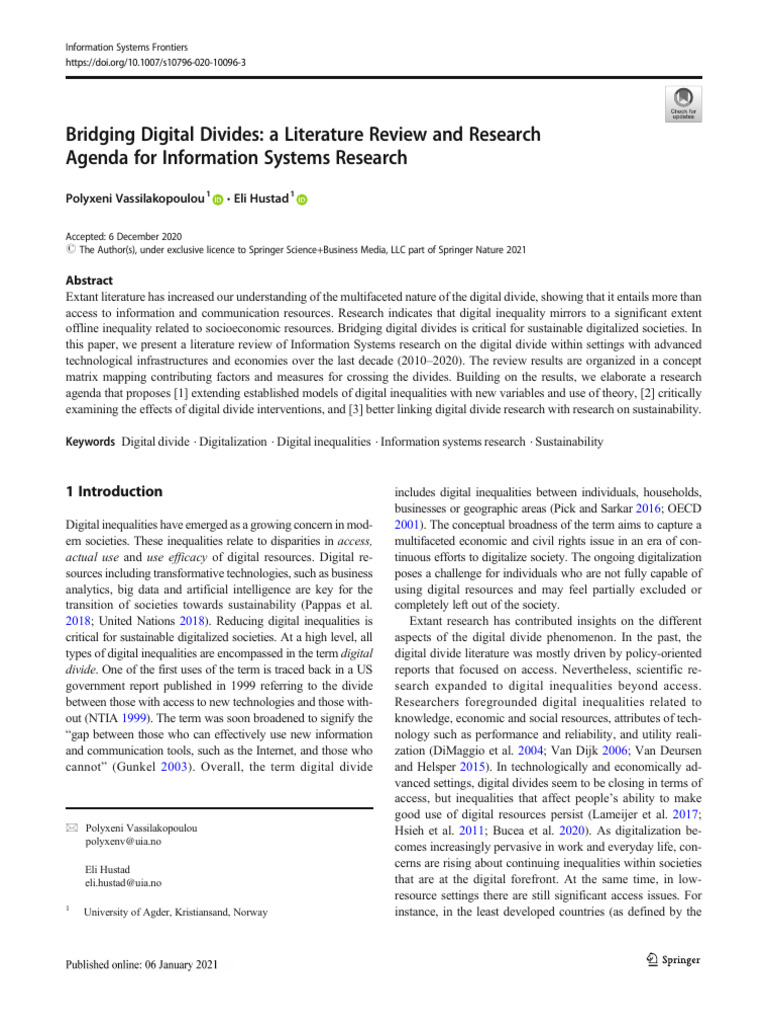 Bridging Digital Divides A Literature Re | PDF | Survey Methodology ...