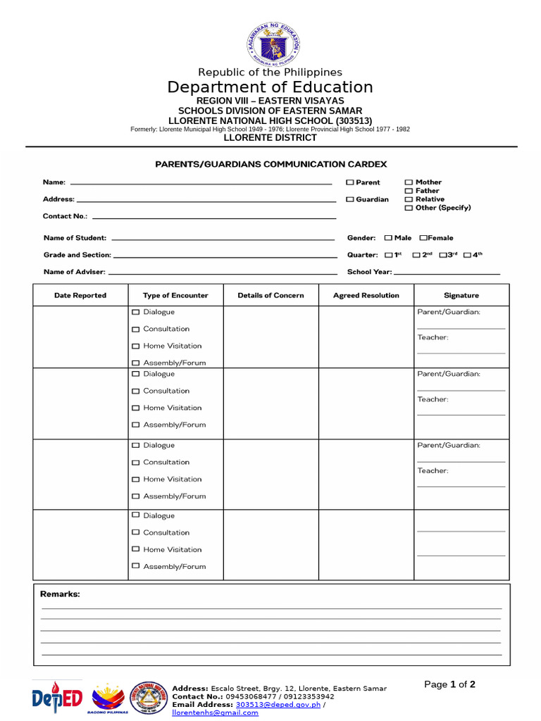 Home Visitation Form 1 | PDF