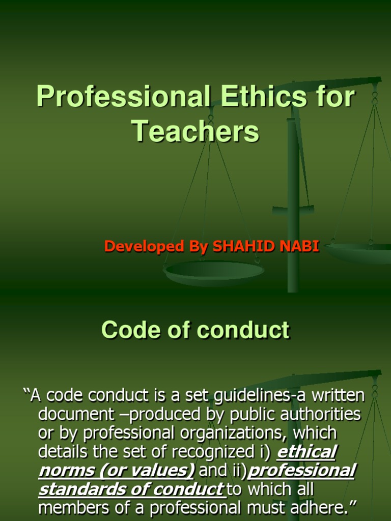 Professional Ethics for Teachers | Profession | Teachers