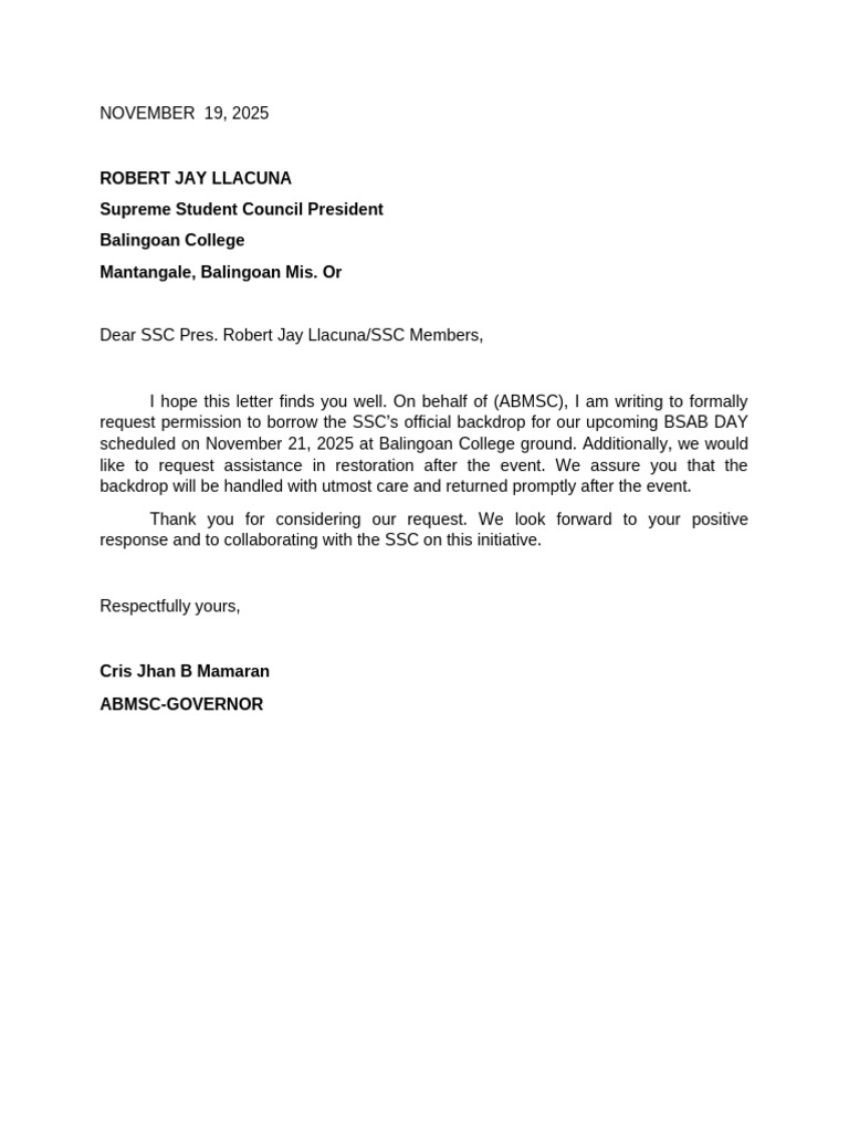 Borrowing Letter | PDF