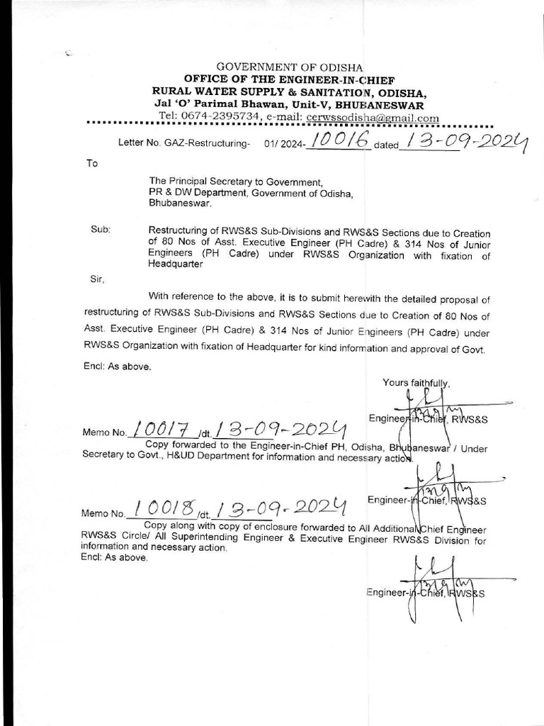 Restructure of RWSS Sub Divisions & Sections | PDF
