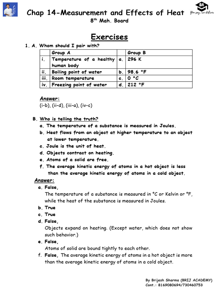 14 - Measurement and Effects of Heat | PDF | Thermal Expansion ...