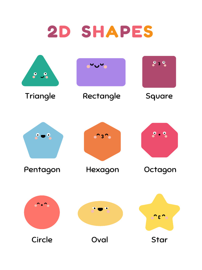 Colourful Cute 2D Shapes Poster | PDF