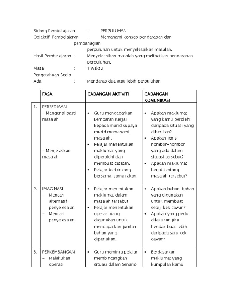 RPH Matematik Tingkatan 1 Perpuluhan | PDF