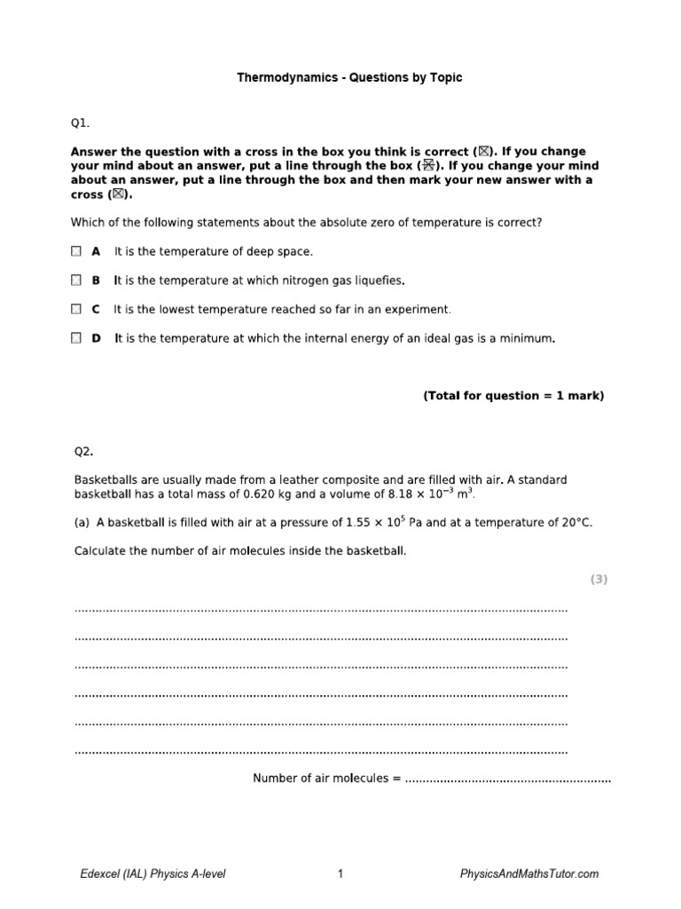 Thermodynamics QP | PDF