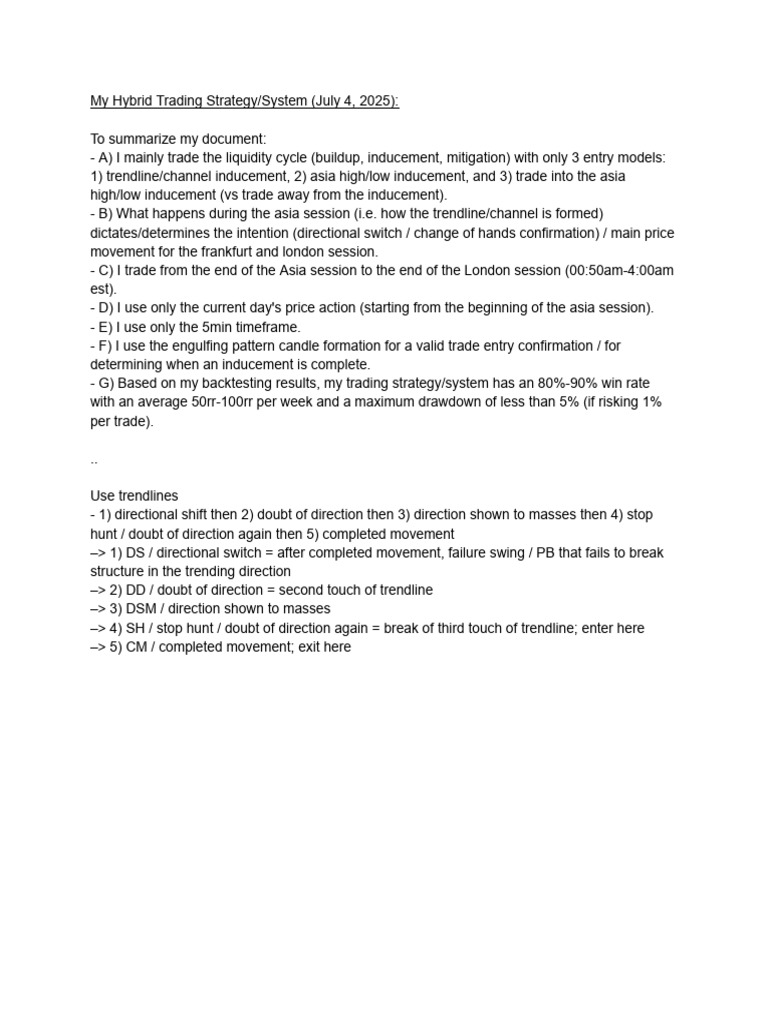 My Hybrid Trading Strategy-System | PDF