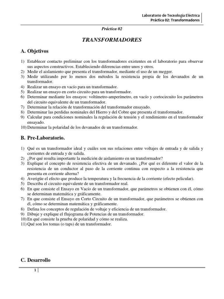Practicas Pruebas de Transformadores | PDF | Transformador | Resistencia Eléctrica y Conductancia