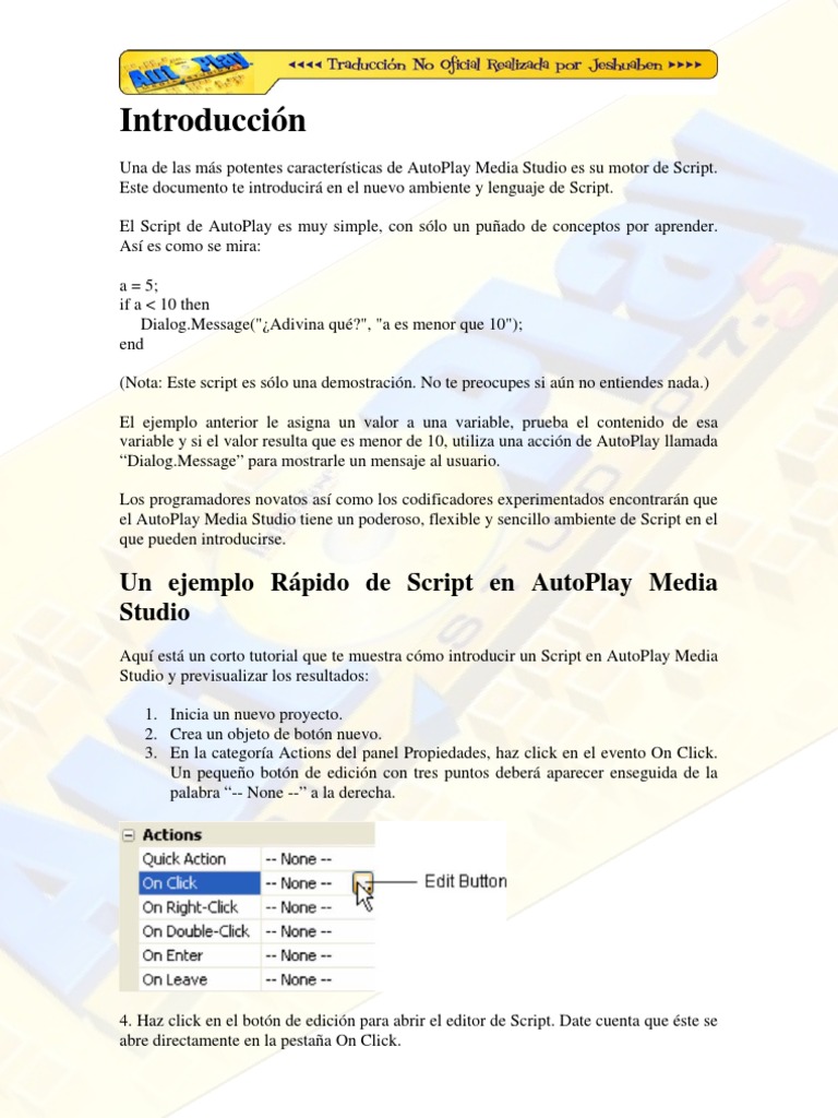 Guía de Scripting en LUA Programación en AutoPlay Media Studio | PDF | Comillas | Cadena ...