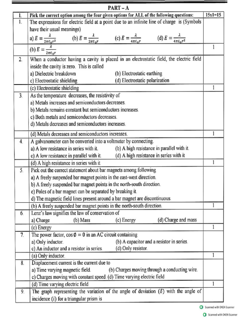 Physics Answer Key | PDF