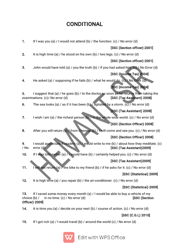 Conditional Sentences Question-1 | PDF