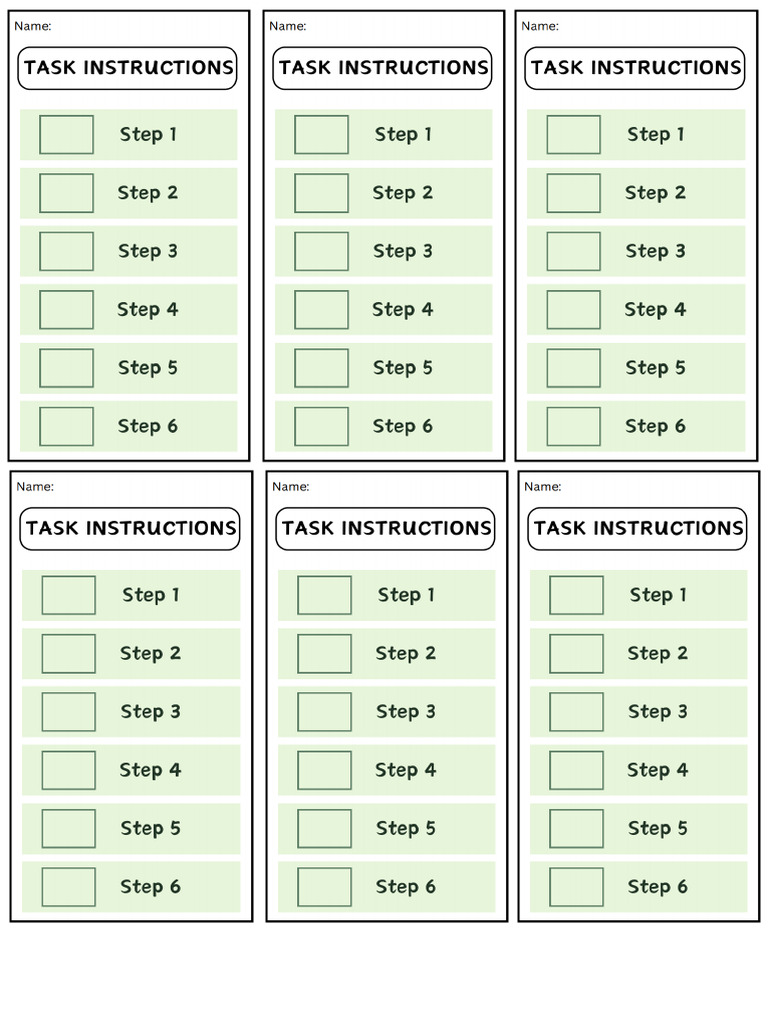 Task Instruction Cards (Thin) | PDF