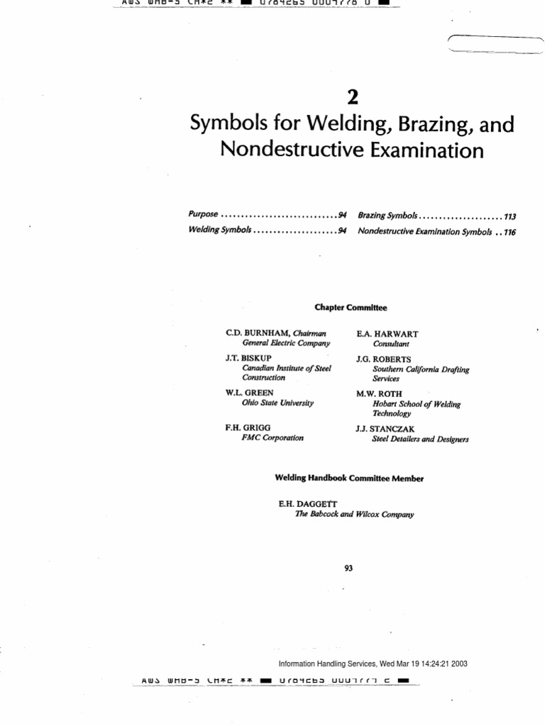 Aws - Symbols For Welding, Brazing and End | PDF
