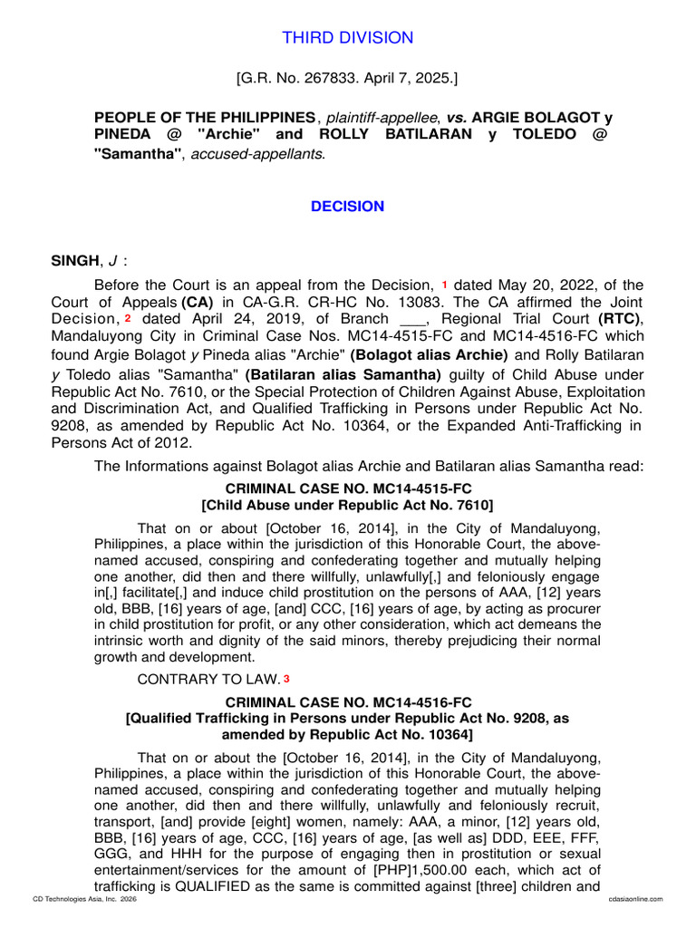 People v. Bolagot y Pineda | PDF | Human Trafficking | Sexual Slavery