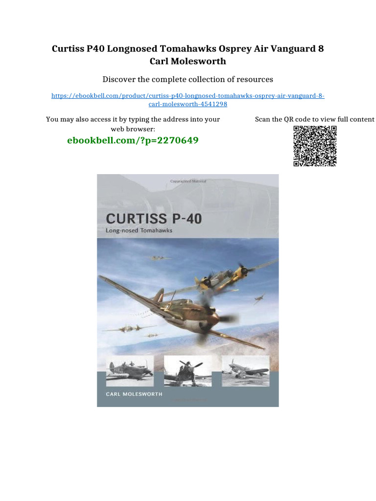Curtiss P40 Longnosed Tomahawks Osprey Air Vanguard 8 Carl Molesworth ...