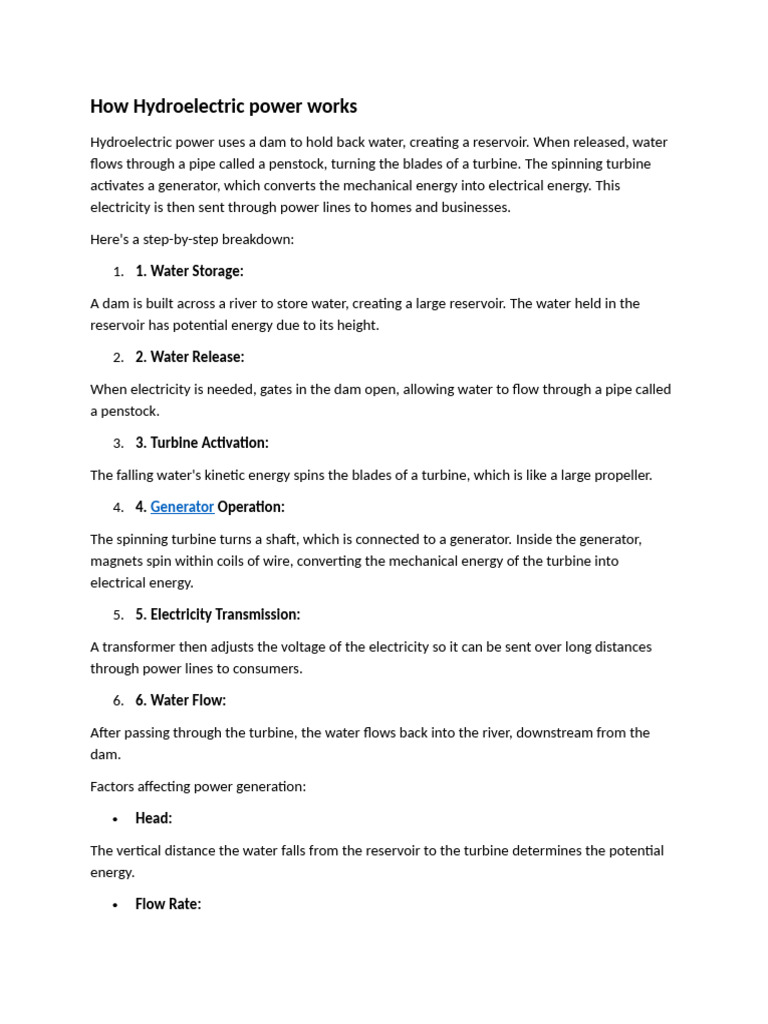 How Hydroelectric Power Works | PDF