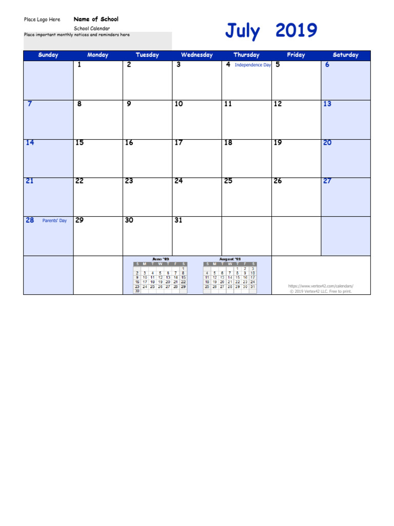 New 2019 2020 School Calendar | PDF