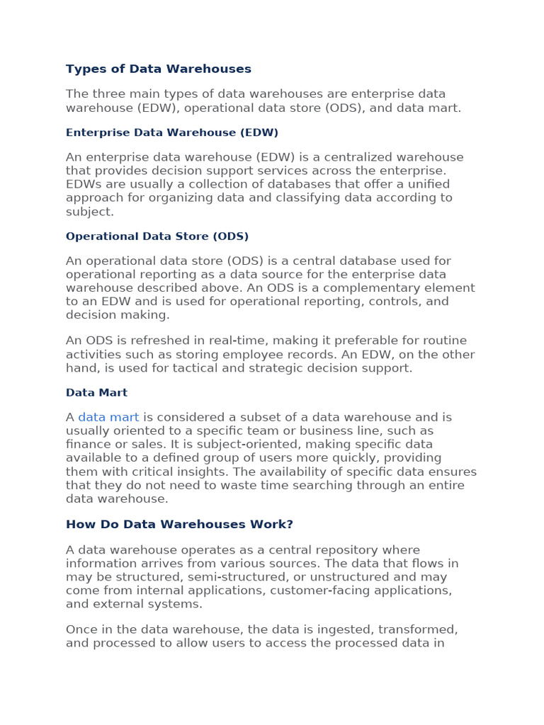 Types of Data Warehouses | PDF | Data Warehouse | Data