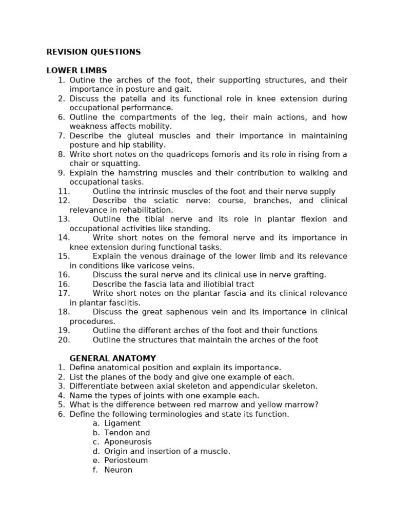 Lower Limbs Revision Questions | PDF | Human Leg | Knee