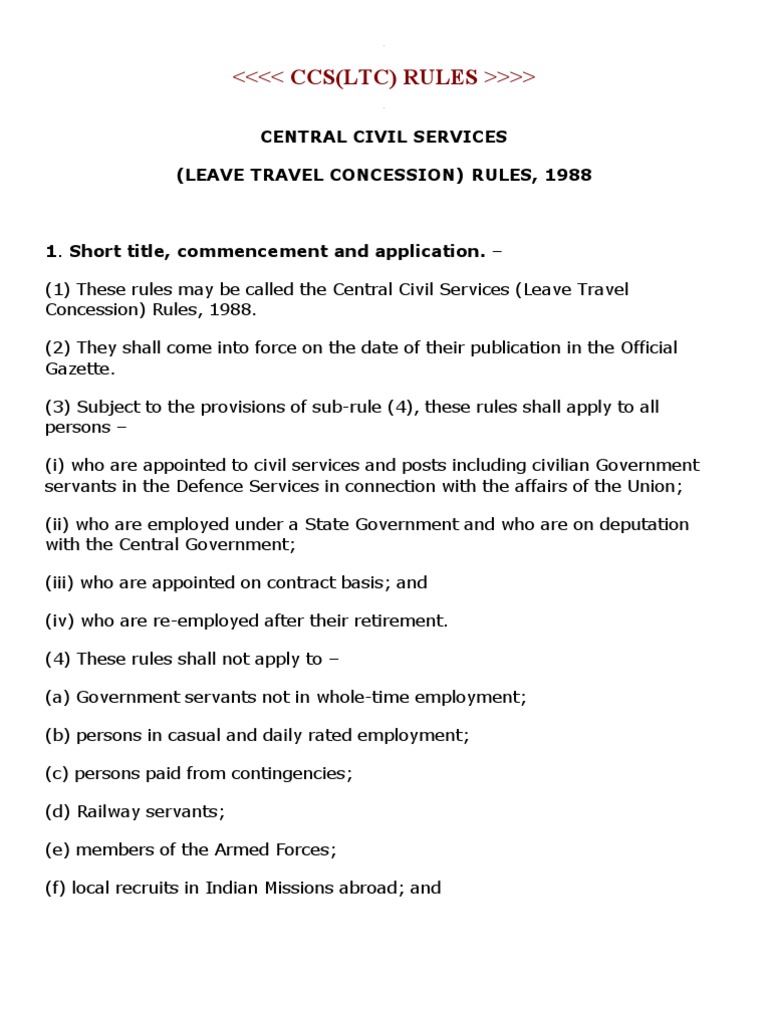 Ccs LTC Rule 1988 | PDF | Civil Service | Marriage
