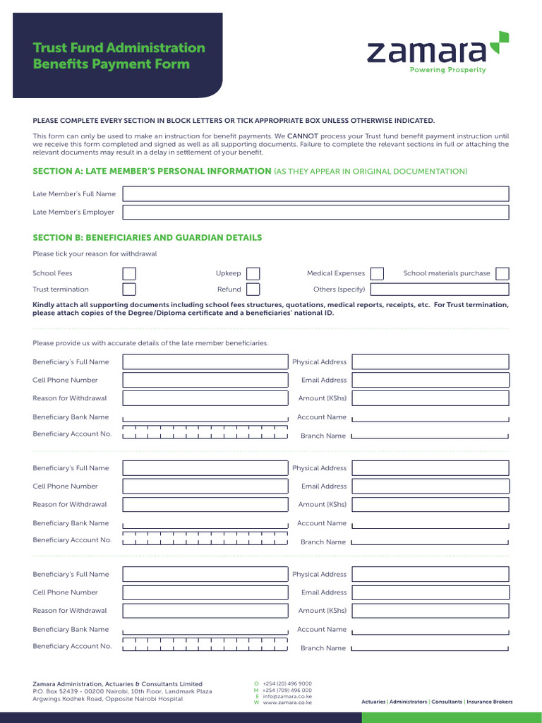 Zamara Trust Fund Claim Form | PDF | Private Law | Common Law