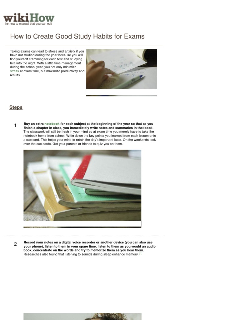 How To Create Good Study Habits For Exams - 14 Steps | PDF | Test ...