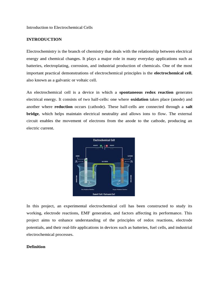 Introduction To Electrochemical Cells Agnel | PDF