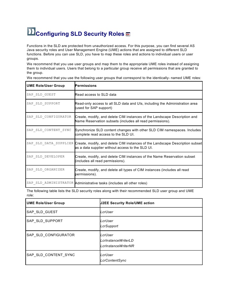 Configuring SLD Security Roles | PDF | Java (Programming Language ...