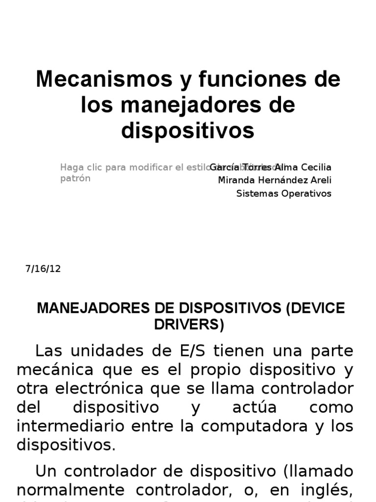 Mecanismos y Funciones de Los Manejadores de Dispositivos | PDF ...