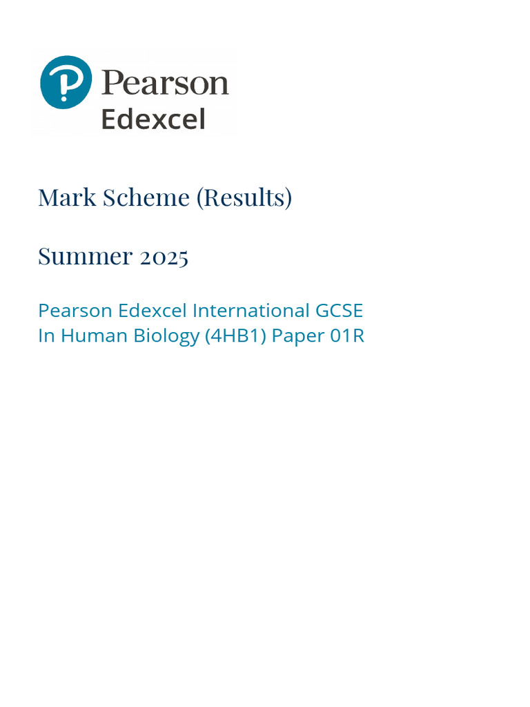 Open IG Human Biology - Mark Scheme 1R (Jun 2025) PDF | PDF | Cell ...