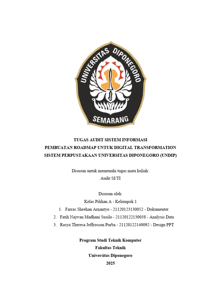 Digital Transformation Roadmap Perpus Undip - Kelompok 1 | PDF