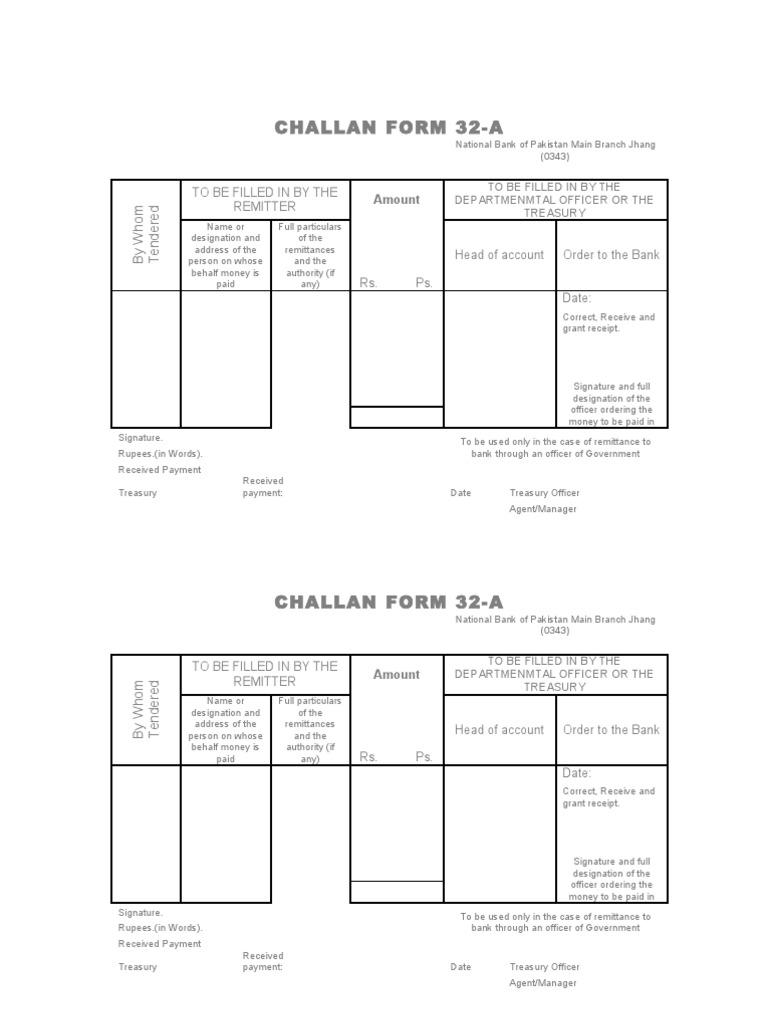 Challan Form 32 | Download Free PDF | Rupee | Payments