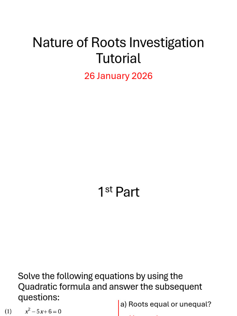Gr11 Algebra Investigation Tutorial 2026 | PDF | Quadratic Equation ...