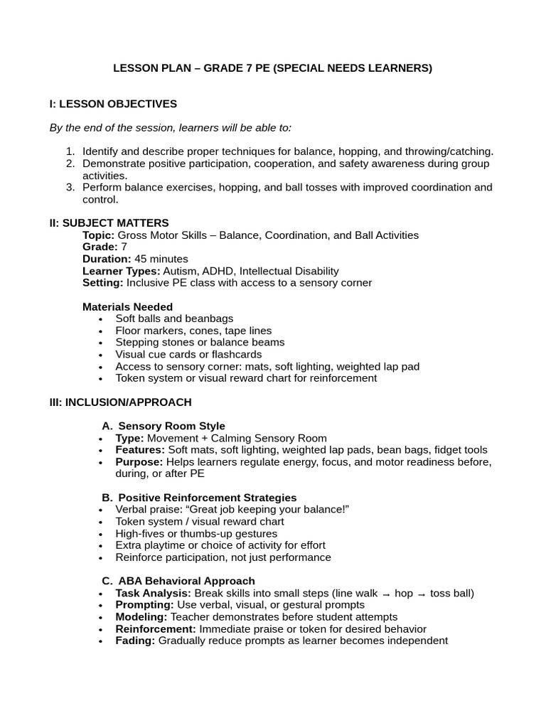 Lesson Plan For SPED Learners by Nino Estolas | PDF | Nonverbal ...