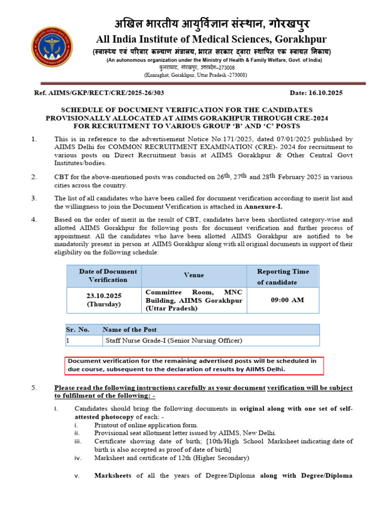 Document Verification Schedule | PDF | Government Of India