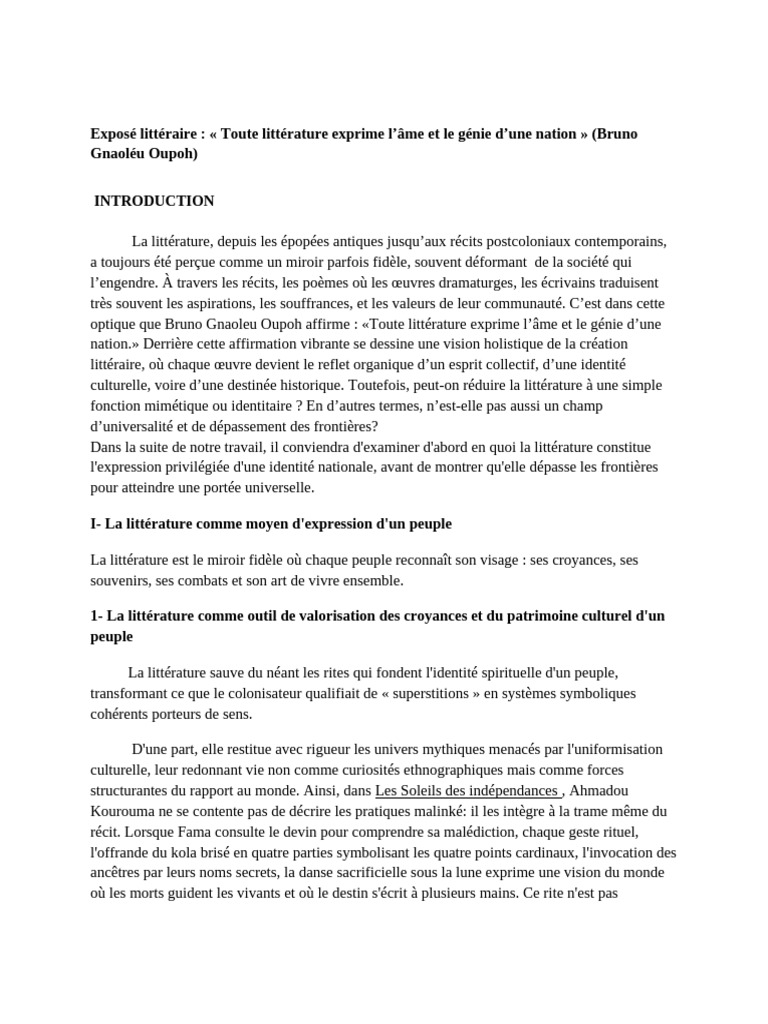 Exposé Français | PDF | Nation | Les Fleurs du mal