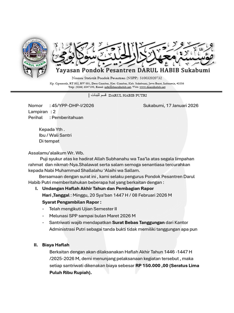 Pemberitahuan Kepulangan 2026 | PDF