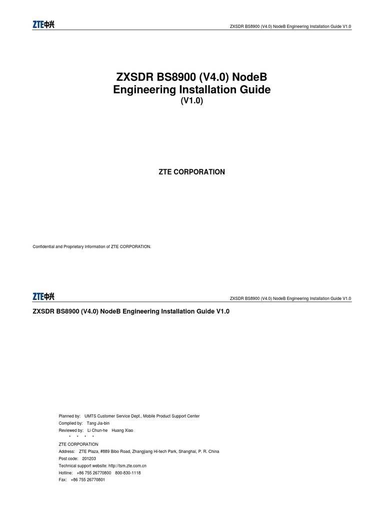 ZXSDR BS8900 BS Engineering Installation Guide V1.0 PDF | PDF ...