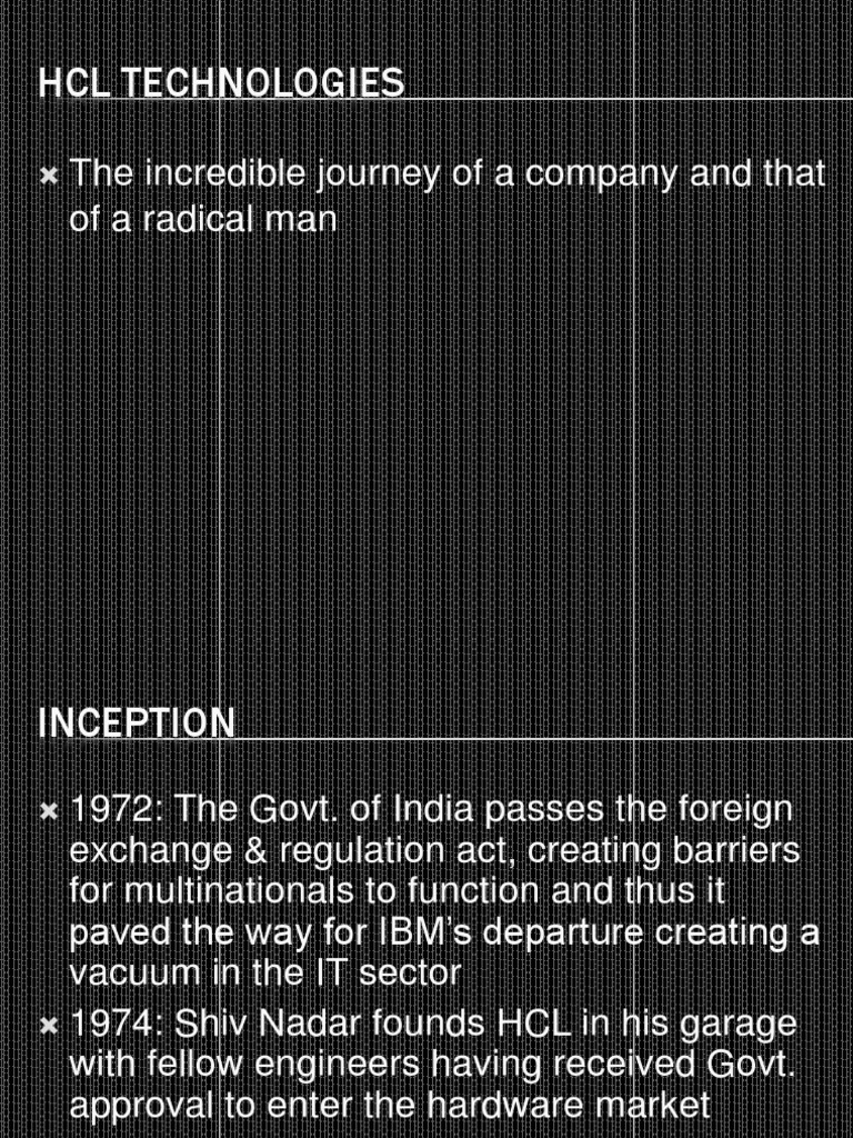 HCL Technologies Presentation | PDF | Entrepreneurship | Strategic ...