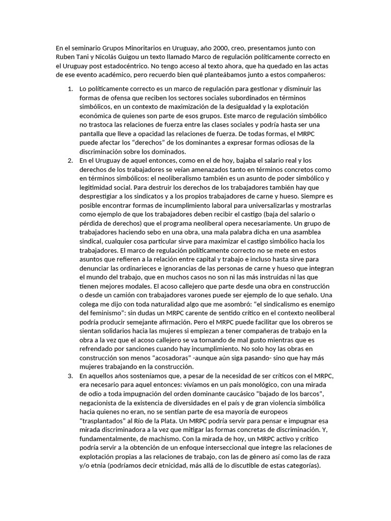 MRPC en Uruguay | PDF | Derecho laboral | Neoliberalismo
