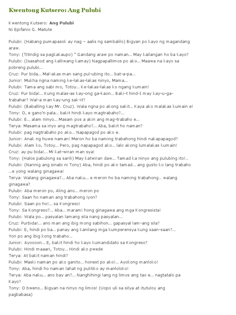Kwentong Kutsero | PDF