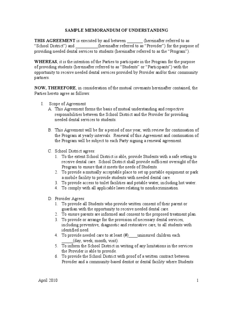 MDP Sample Mou | PDF | Indemnity | Liability Insurance