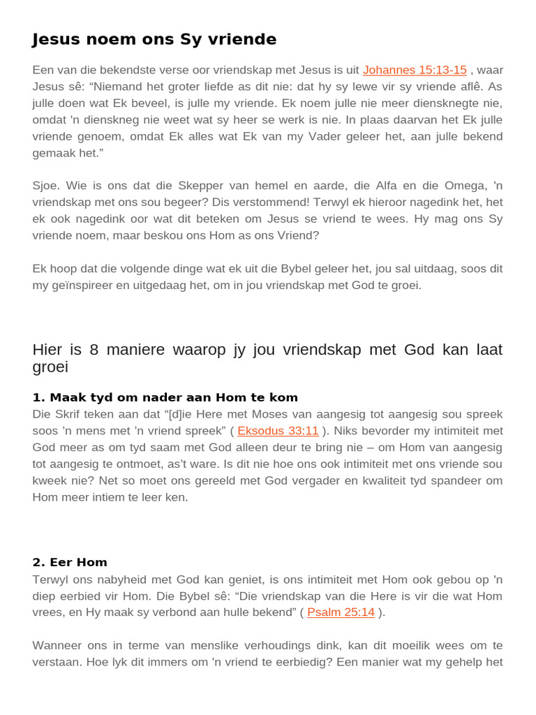 Jesus Noem Ons Sy Vriende | PDF