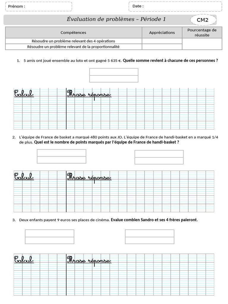 02-Problèmes 4 Opérations Et Prop | PDF