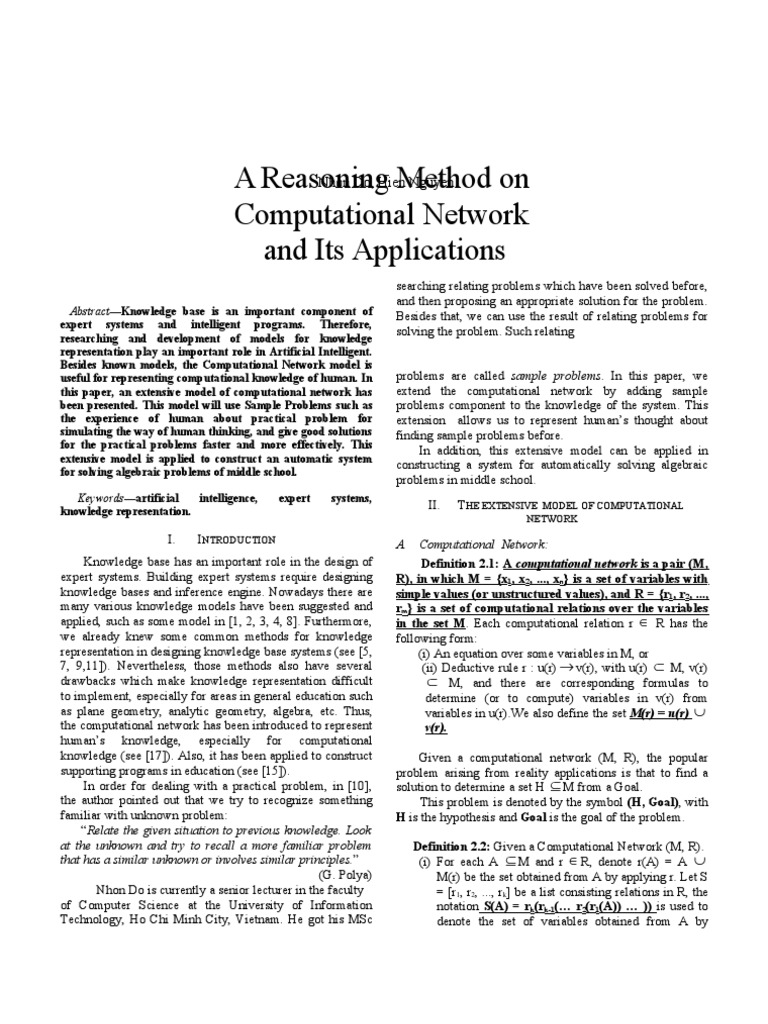 2011, A Reasoning Method On Computational Network | PDF | Knowledge ...