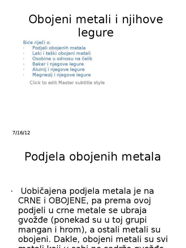 Obojeni Metali I Njihove Legure | PDF