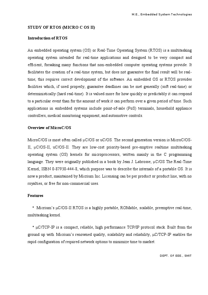 Study of Micro C Os II | PDF | Embedded System | Real Time Computing