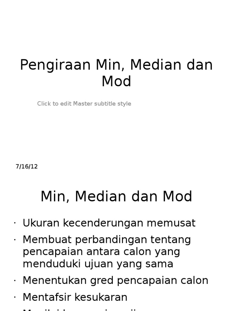 Pengiraan Min, Median Dan Mod | PDF